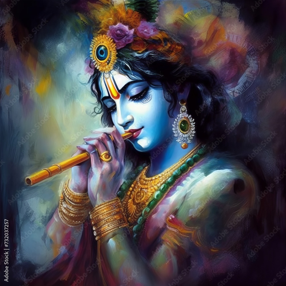 Lord Krishna: Divine Love and Wisdom in Religious Imagery Stock Illustration | Adobe Stock