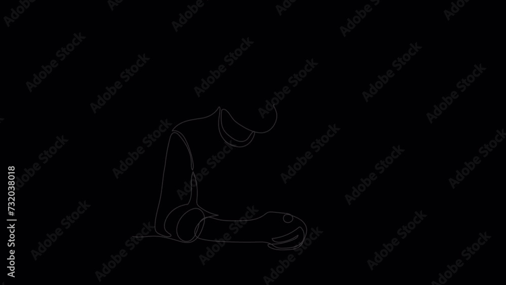 One line drawing old man with transparency, line art man with ...