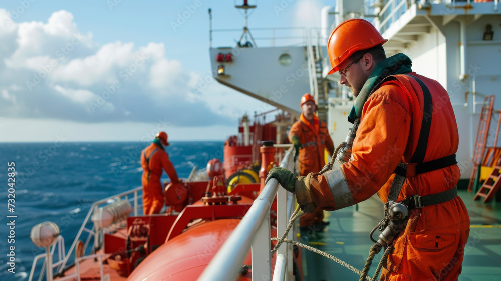 On a chemical tanker a pumpman coordinates with a team of deckhands to ...