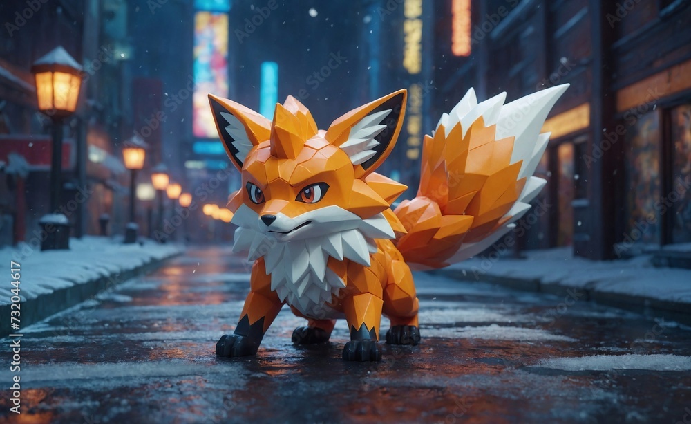 Voxel pixel art Fox in wild, animals made of 3d cubes, voxel ...