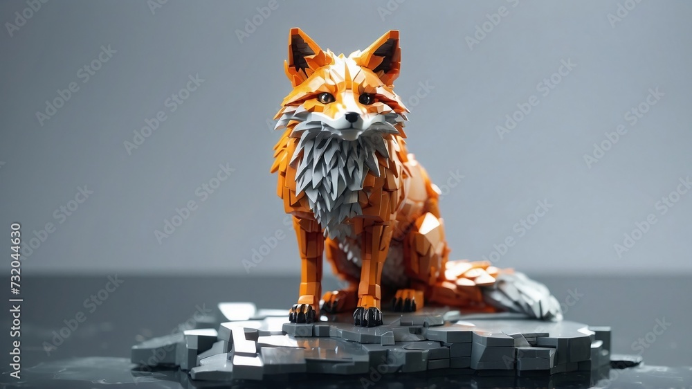Voxel pixel art Fox in wild, animals made of 3d cubes, voxel ...