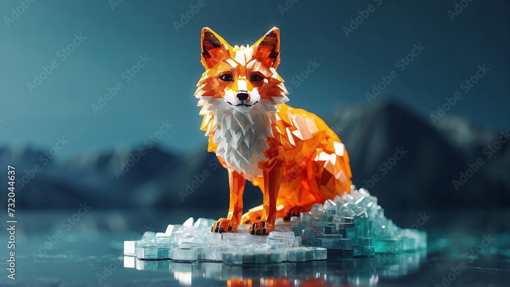 Voxel pixel art Fox in wild, animals made of 3d cubes, voxel ...