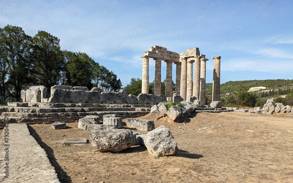 ruins of the temple of zeus at the archaeological site at ancient nemea ...