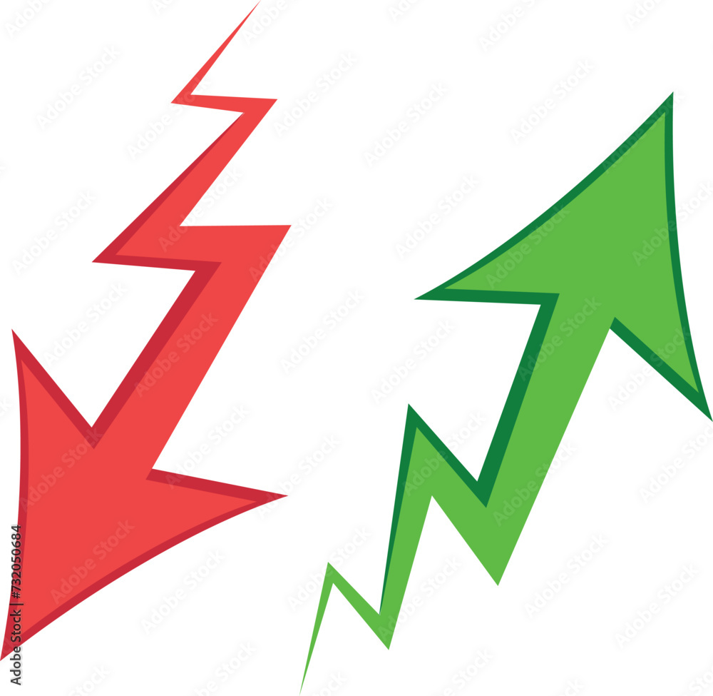 Illustration of the green high arrow indicator and the red low arrow ...