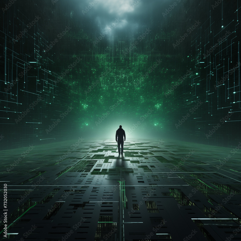 Matrix, dimension, digital world , virtual reality Stock Illustration ...