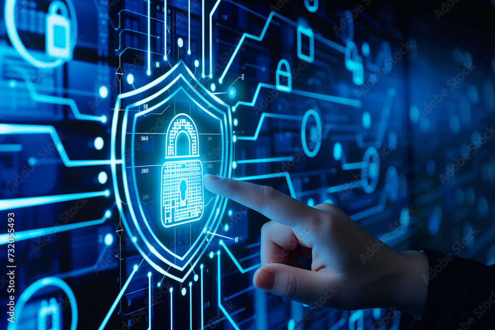 Cyber security. Online information protect, internet digital technology ...