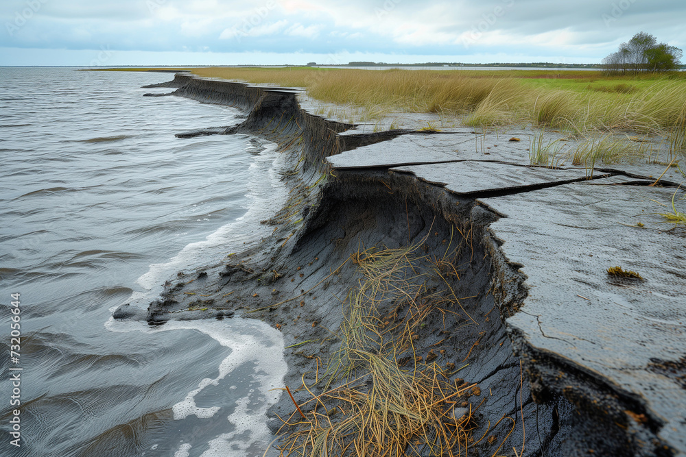 Coastal Submersion: Rising Sea Levels. Serene yet steadily eroding ...