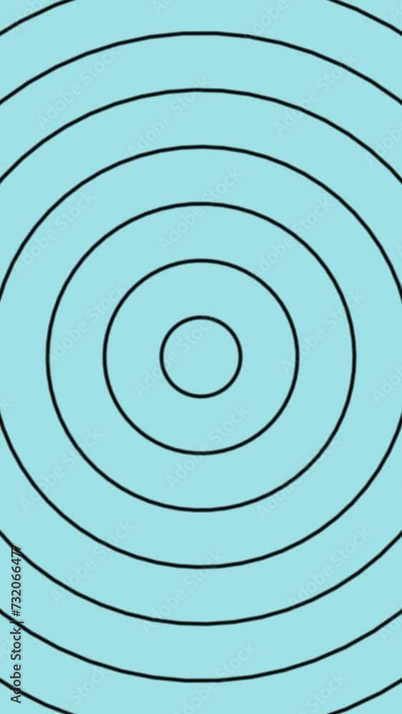 Abstract growing circular animated radiowave rings over sky blue color ...