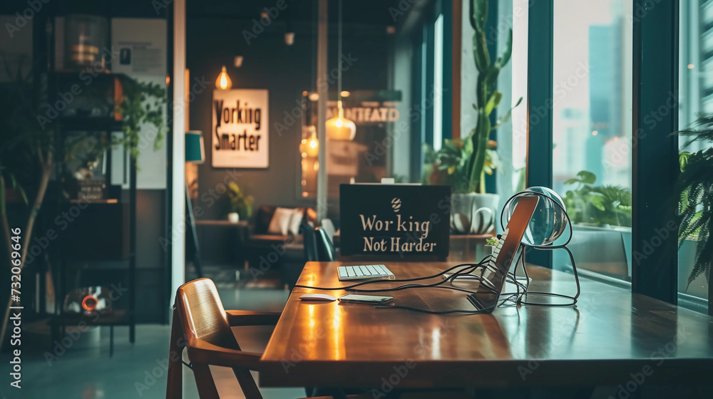 modern office space bathed in natural light, featuring a smart ...