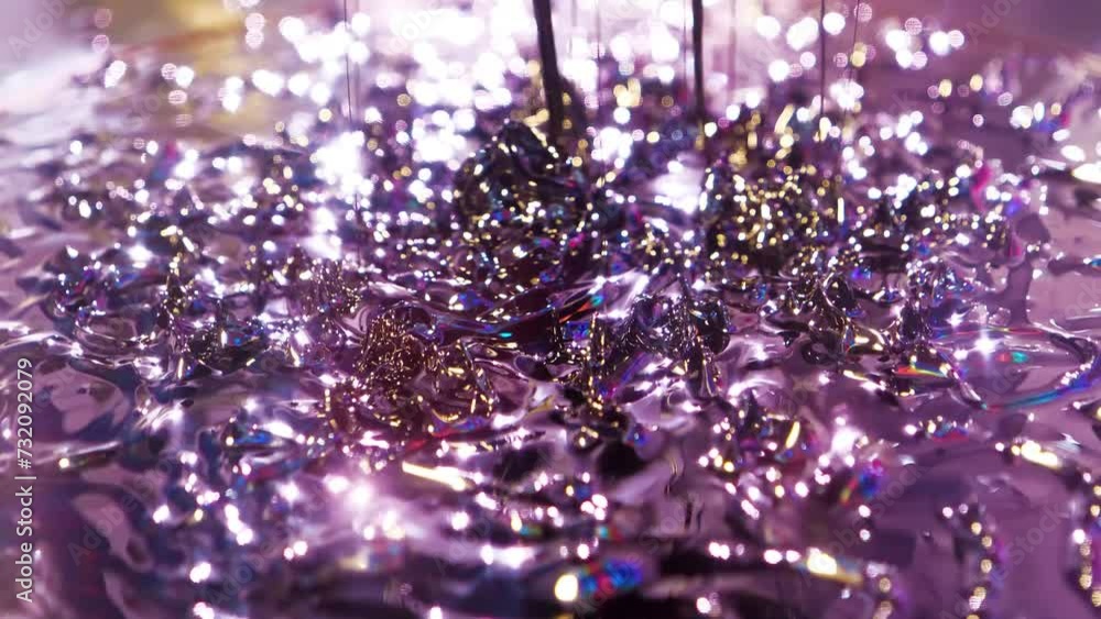 Ferromagnetic fluid. Viscous ferrofluid spike-like shape. Ferromagnetic ...