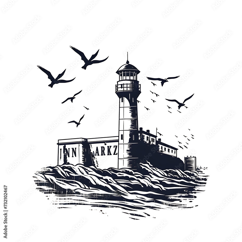 Stamp of Alcatraz Island With Monochrome Gray Color Prison Bars and S ...