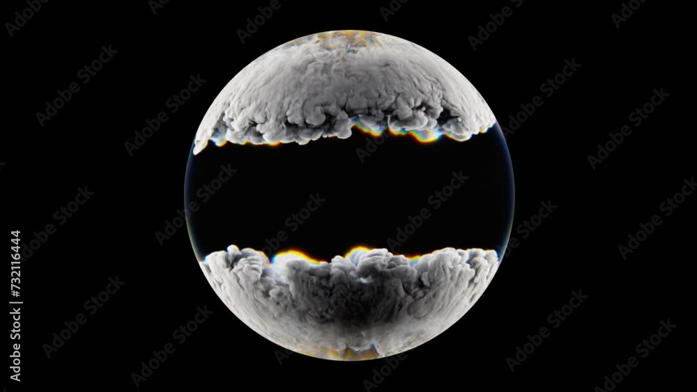 3d render of abstract art video animation with surreal glass ball ...