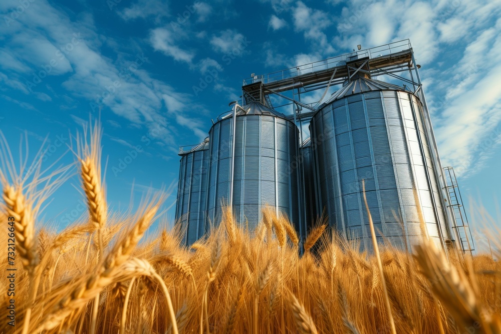 Elevator on a farm. Backdrop with selective focus and copy space Stock ...