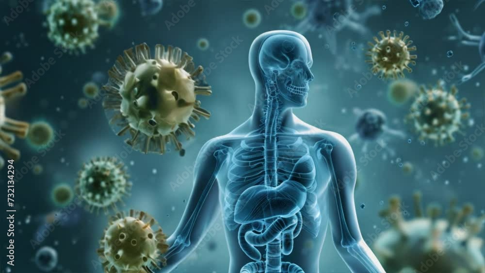 Digital rendering of human anatomy with highlighted immune response ...