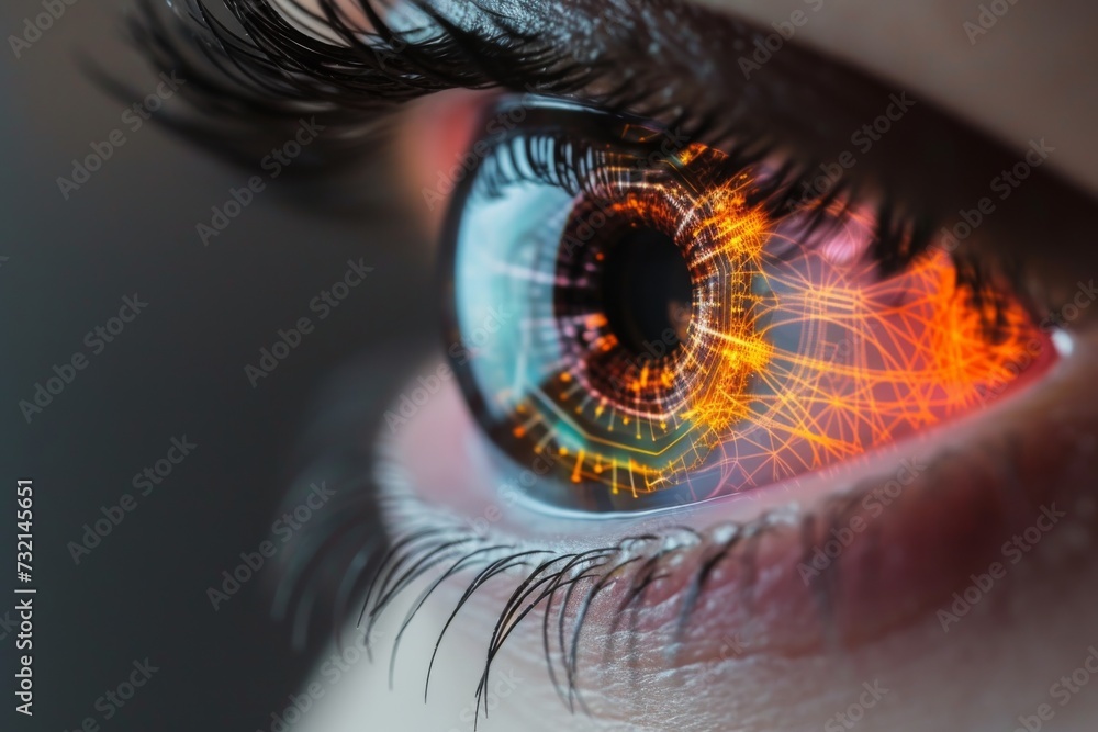 Human Cyborg AI Eye small incision lenticule extraction. Eye visual ...