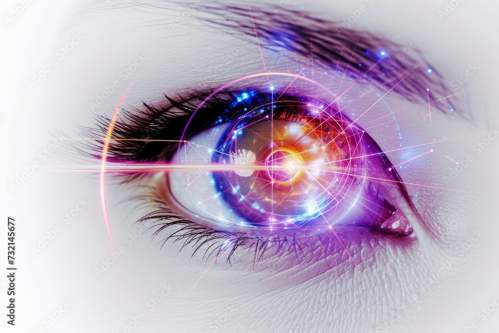 Human Cyborg AI Eye color discrimination threshold. Eye clear lens ...