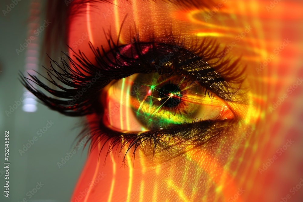 Human Cyborg AI Eye optic nerve regeneration therapy. Eye lens ...