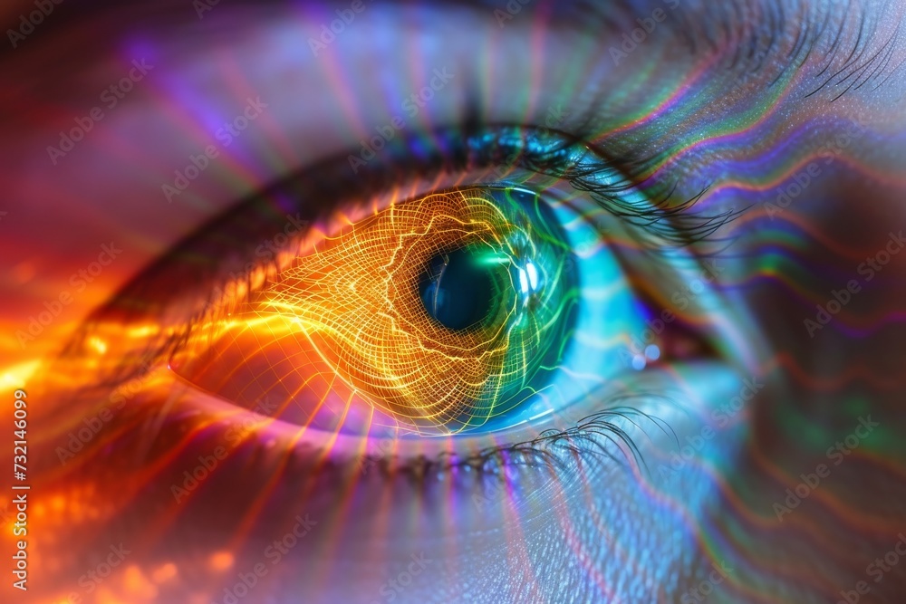 Human Cyborg AI Eye color vision deficiency management. Eye low vision ...