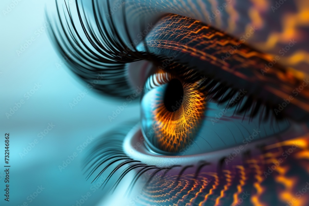 Human Cyborg AI Eye irregular astigmatism. Eye color vision diagnosis ...