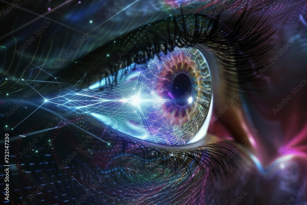 Human Cyborg AI Eye stye. Eye color vision deficiency correction optic ...