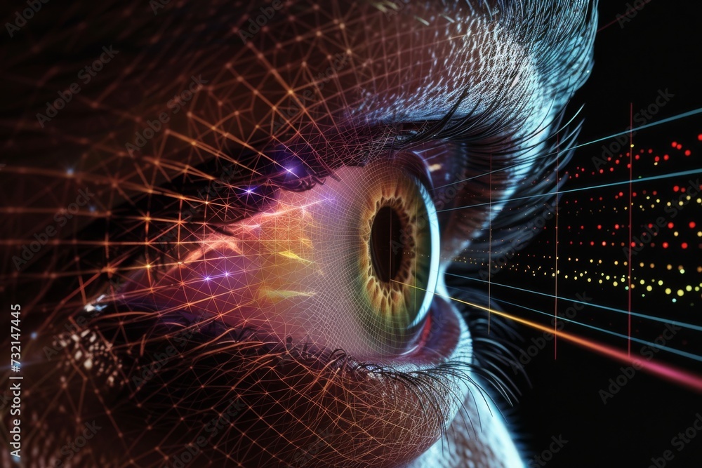 Human Cyborg AI Eye ophthalmic vein. Eye color vision deficiency ...