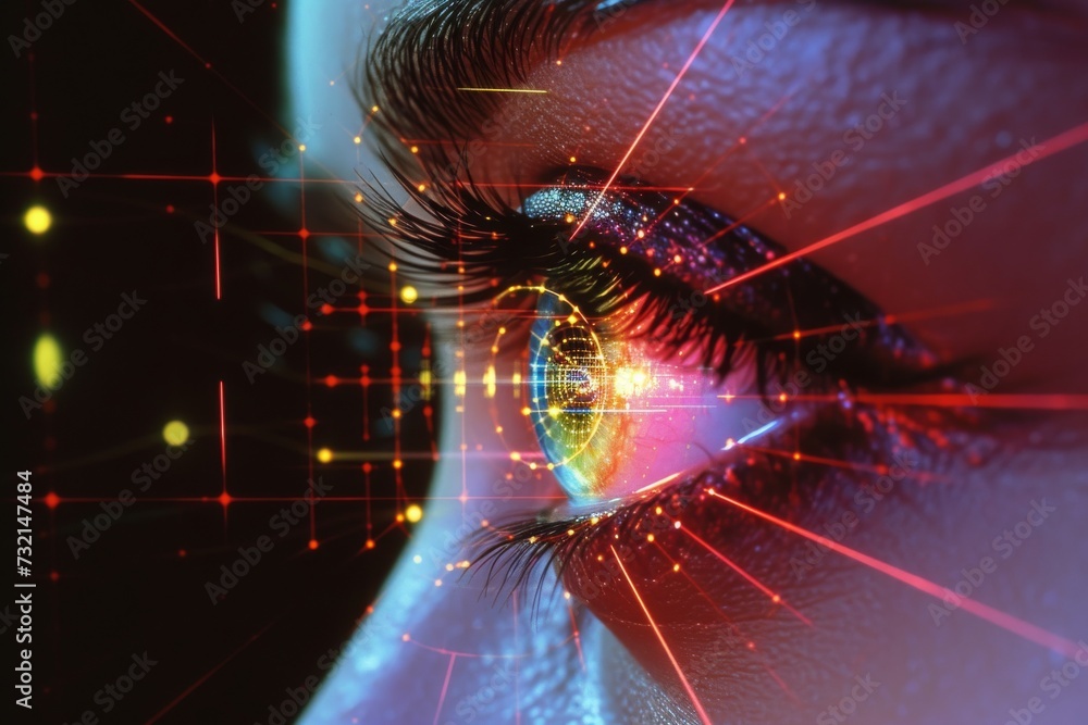 Human Cyborg AI Eye eye. Eye pseudoisochromatic plates optic nerve lens ...