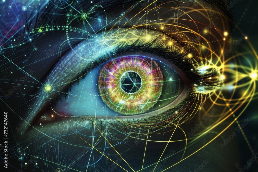 Human Cyborg AI Eye aberration correction. Eye blepharitis optic nerve ...