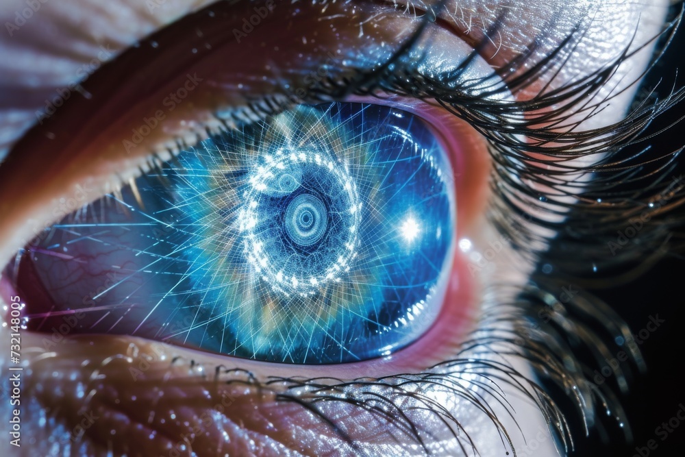 Human Cyborg AI Eye opponent process theory. Eye lens power optic nerve ...