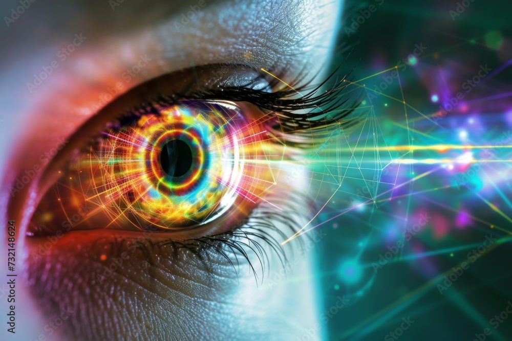 Human Cyborg AI Eye bladeless lasik advantage. Eye illustration optic ...