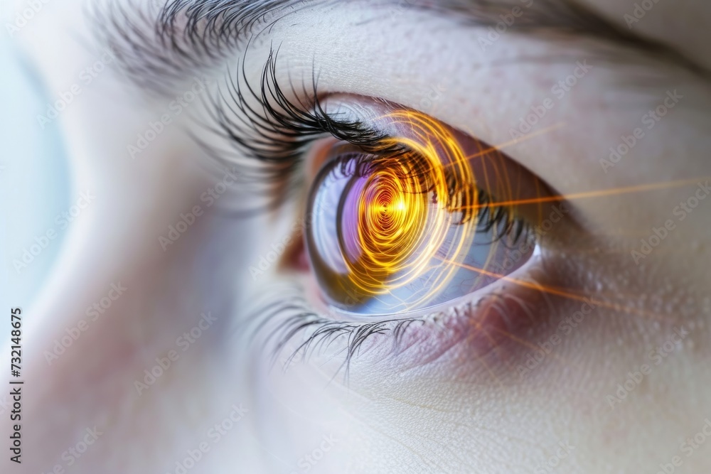 Human Cyborg AI Eye nyctalopia. Eye color vision rehabilitation optic ...