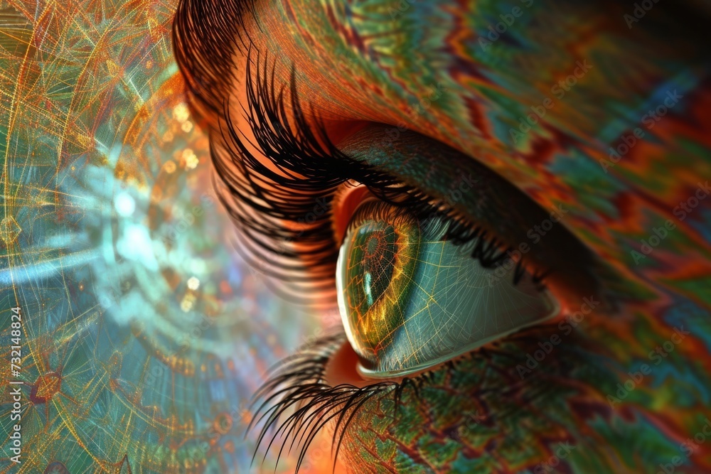 Human Cyborg AI Eye visionary technology. Eye logmar chart optic nerve ...