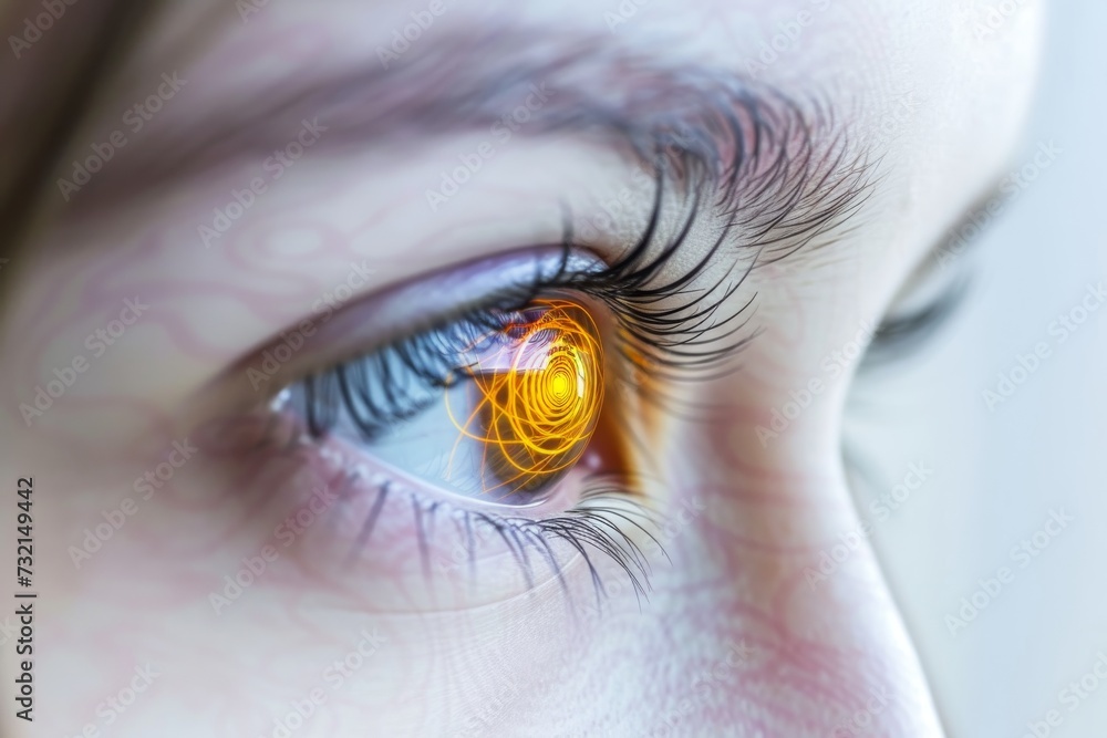 Human Cyborg AI Eye trailblazing. Eye nyctalopia optic nerve lens ...