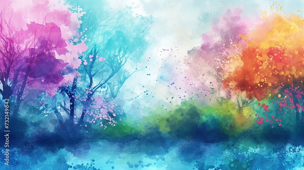 Landscape architect plan design. Watercolor hand painted with brushes ...