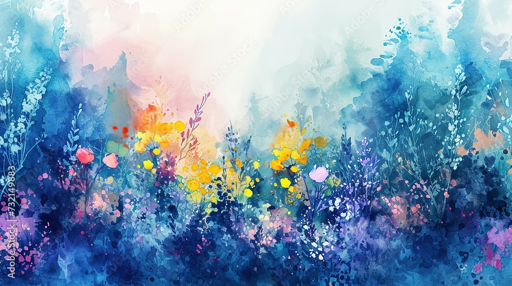 Landscape architect plan design. Watercolor hand painted with brushes ...