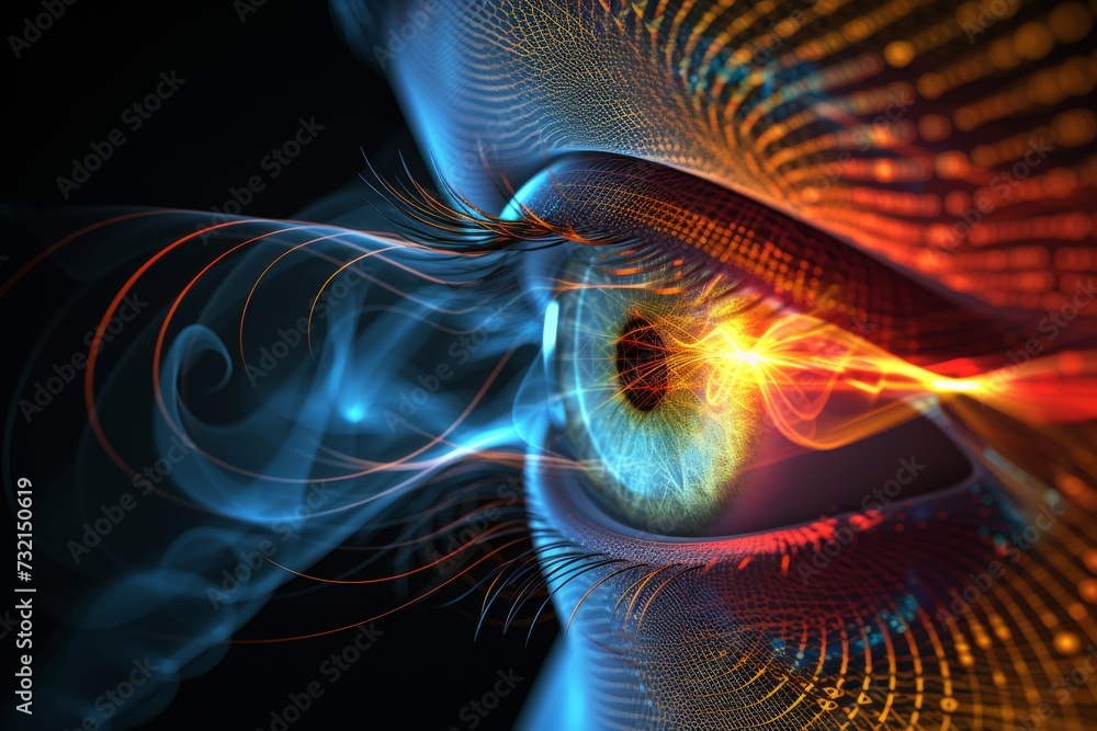 Human Cyborg AI Eye color vision deficiency education. Eye optic disc ...