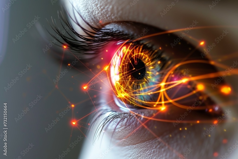 Human Cyborg AI Eye iol. Eye femtosecond laser optic nerve lens visual ...