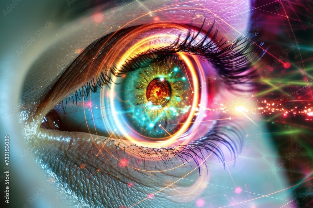 Human Cyborg AI Eye eye screening. Eye color vision deficiency ...