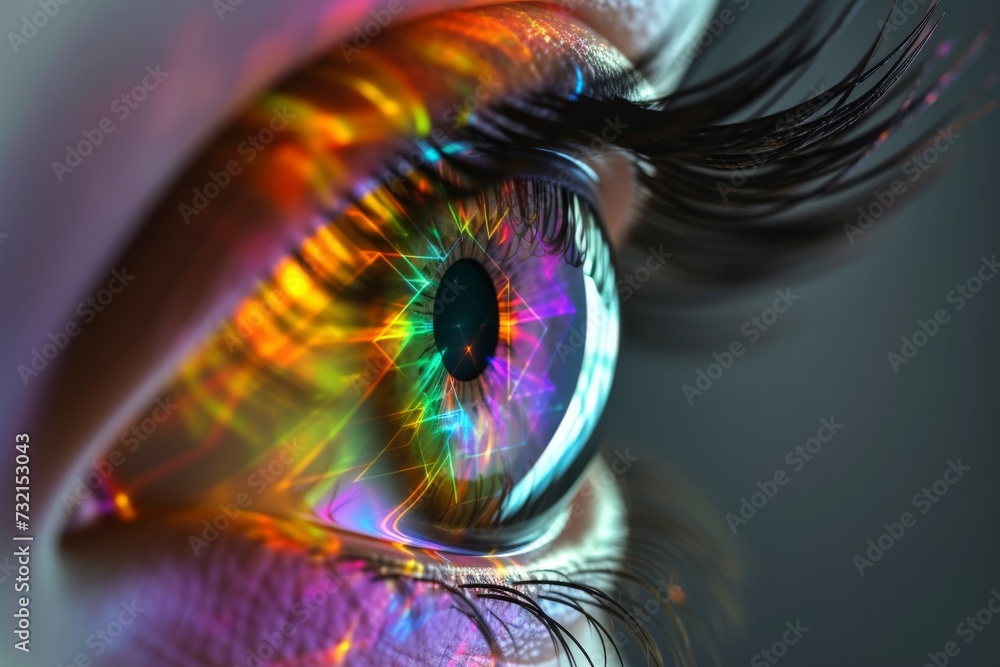 Human Cyborg AI Eye pupillary changes. Eye eyeball optic nerve lens ...