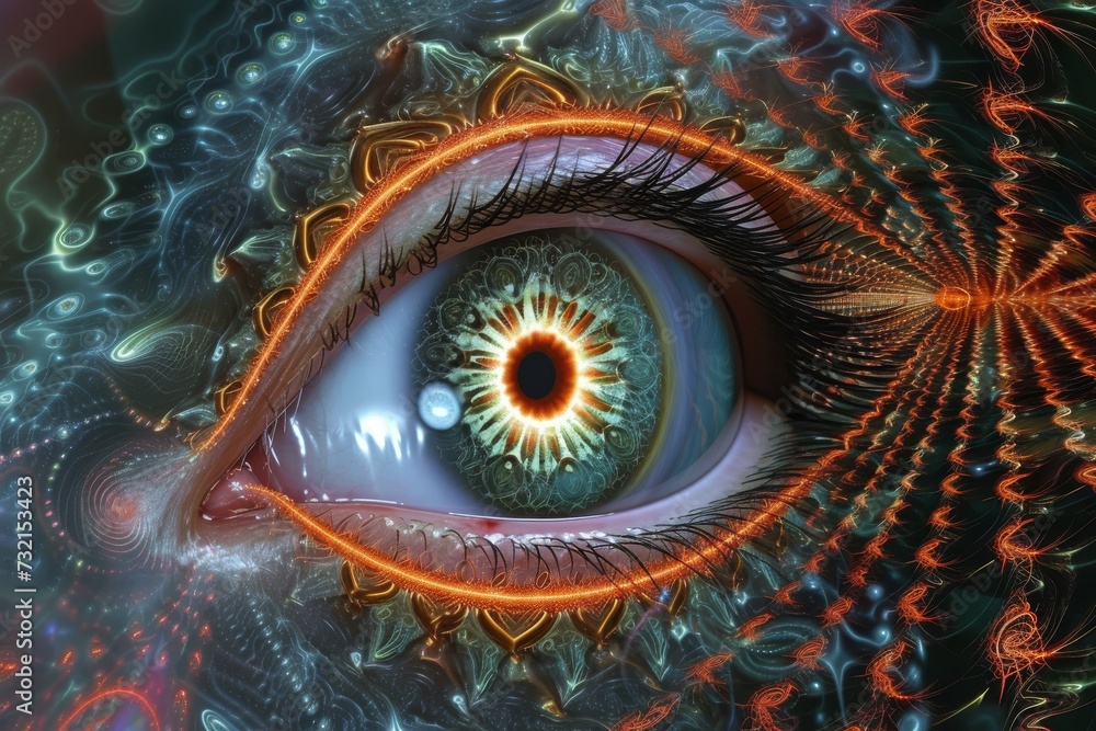 Human Cyborg AI Eye pupillary abnormality. Eye pupil response time ...
