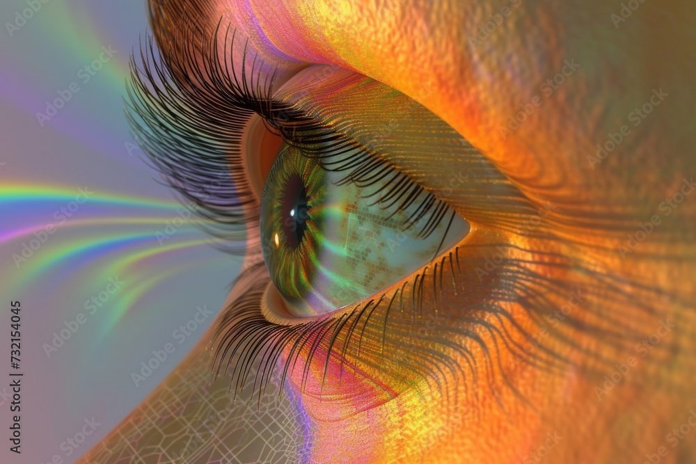 Human Cyborg AI Eye visionary leadership. Eye complete color blindness ...