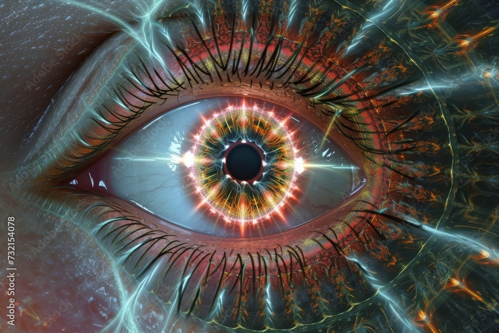 Human Cyborg AI Eye diopters. Eye imagination optic nerve lens color ...