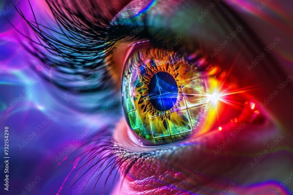 Human Cyborg AI Eye photoreceptors. Eye lens prescription optic nerve ...