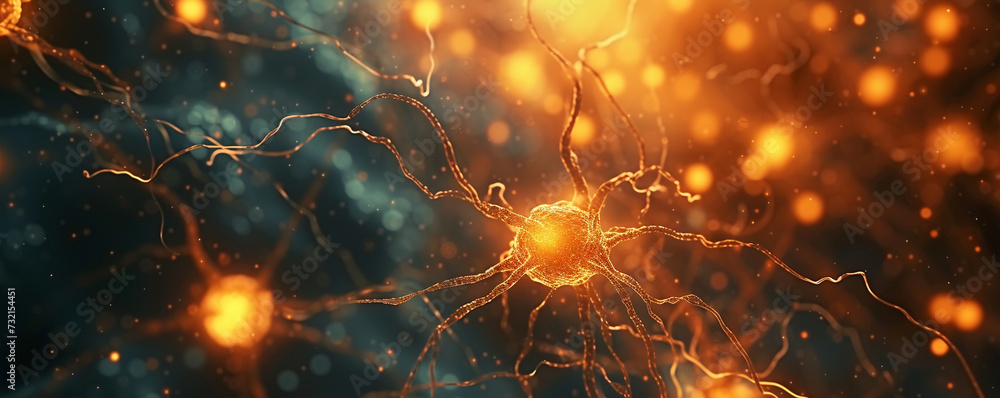 microscopic view of neurons connecting, illustrating the complexity of ...