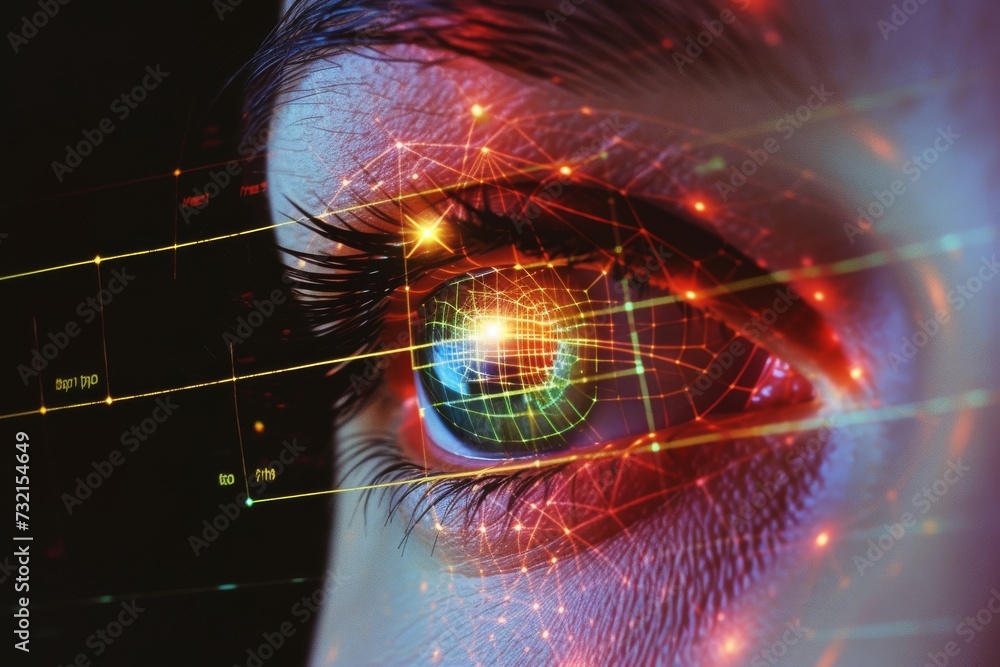 Human Cyborg AI Eye asian eyelid surgery. Eye ciliated cell optic nerve ...