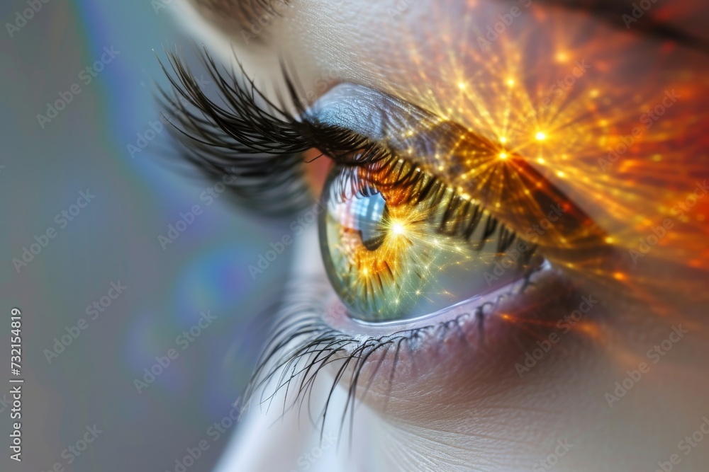 Human Cyborg AI Eye lens complications management. Eye eyeball optic ...