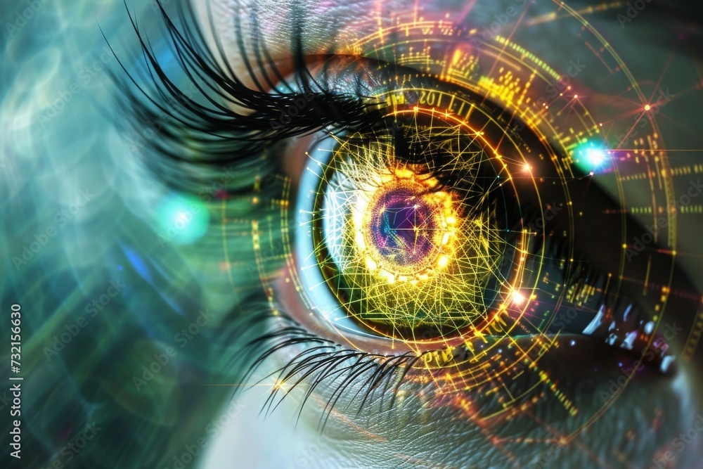 Human Cyborg AI Eye x linked color vision deficiency. Eye brown optic ...
