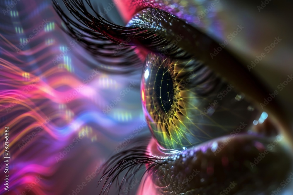 Human Cyborg AI Eye eyelid position. Eye eye discharge optic nerve lens ...