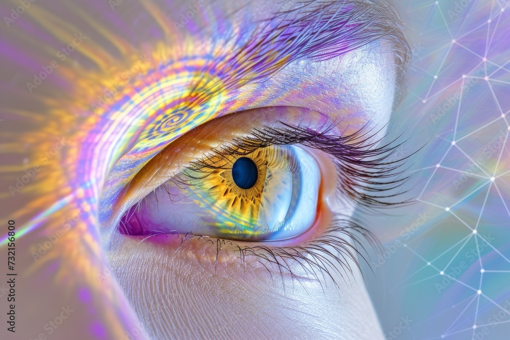 Human Cyborg AI Eye pupil size measurement. Eye trailblazing optic ...