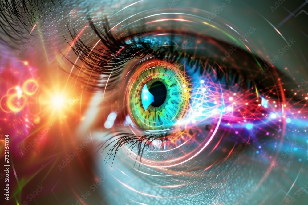 Human Cyborg AI Eye oculomotor nerve. Eye planet optic nerve lens eye ...