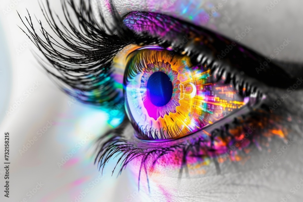 Human Cyborg AI Eye iris nevi. Eye Conjunctivitis diagnosis eye drop ...